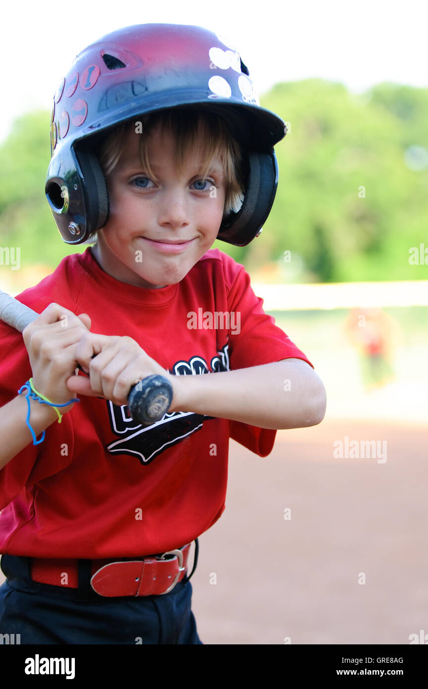 Happy baseball boy in helmet up close Stock Photo - Alamy