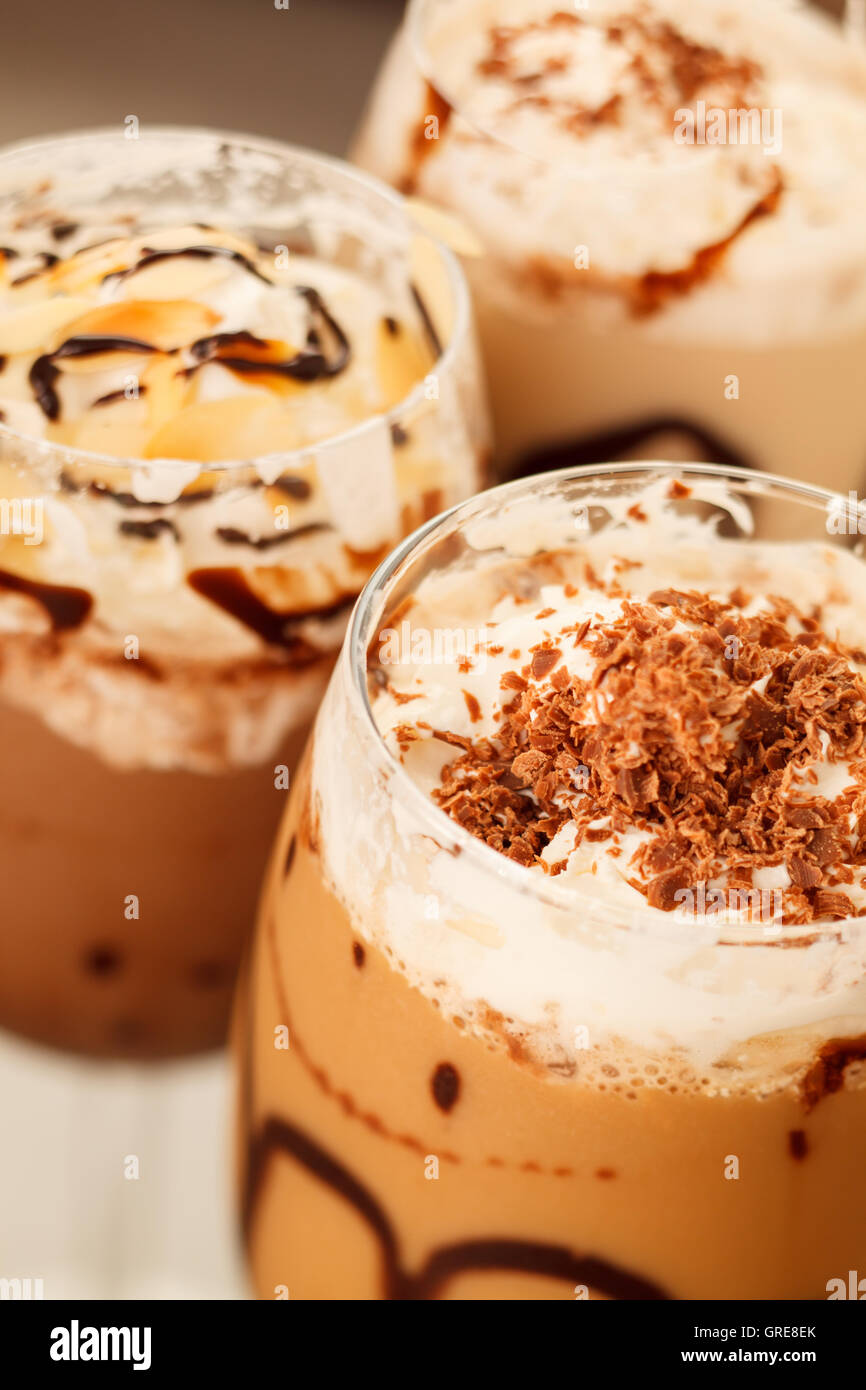 cold fresh ice coffee with chocolate close up Stock Photo - Alamy