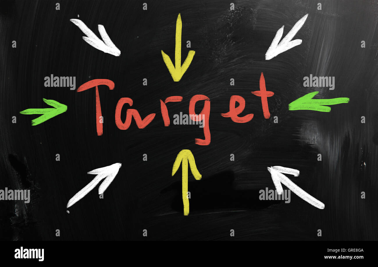 Target handwritten with white chalk on a blackboard Stock Photo - Alamy