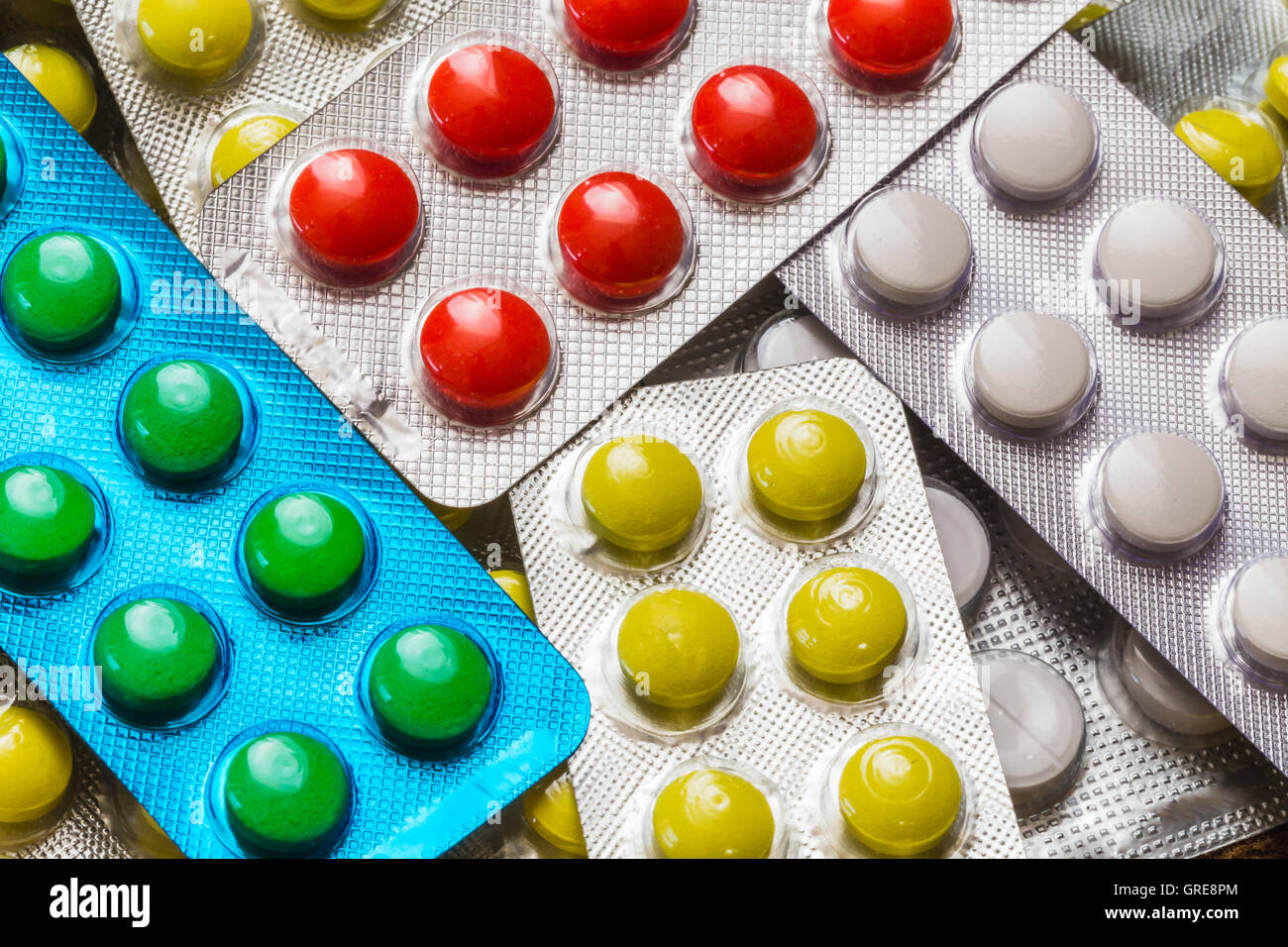 Set different colored pills hi-res stock photography and images - Alamy