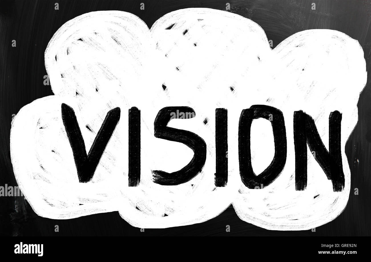 Vision handwritten with white chalk on a blackboard Stock Photo - Alamy