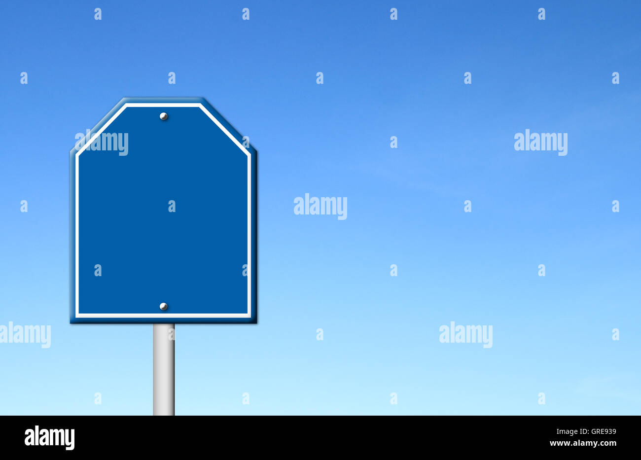 blue blank sign with blue sky Stock Photo - Alamy