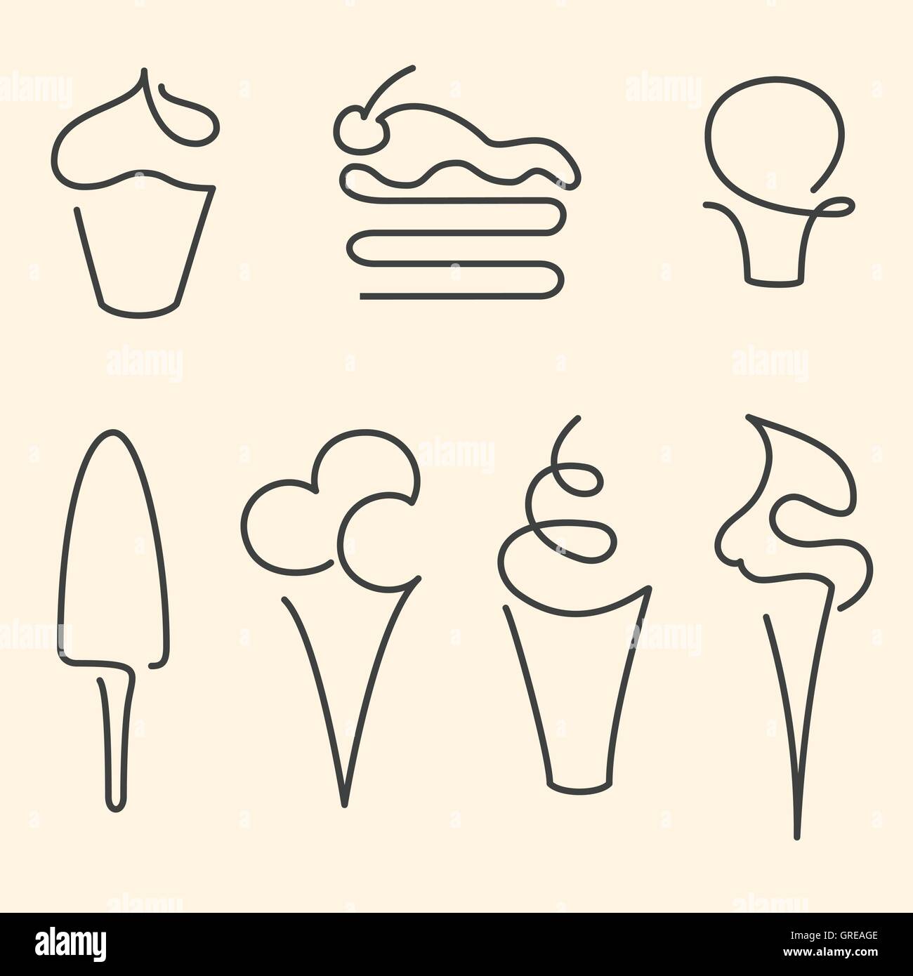 Line art sweets Stock Vector Images - Alamy