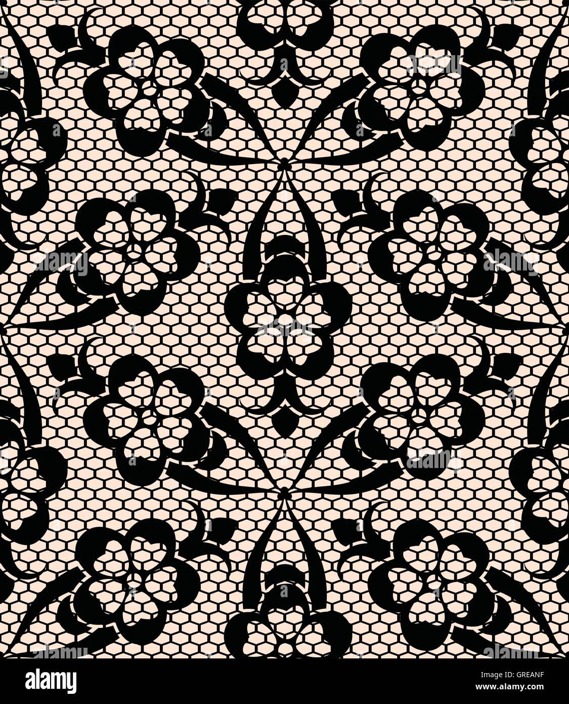 Seamless black lace pattern on beige background Stock Vector Image & Art - Alamy