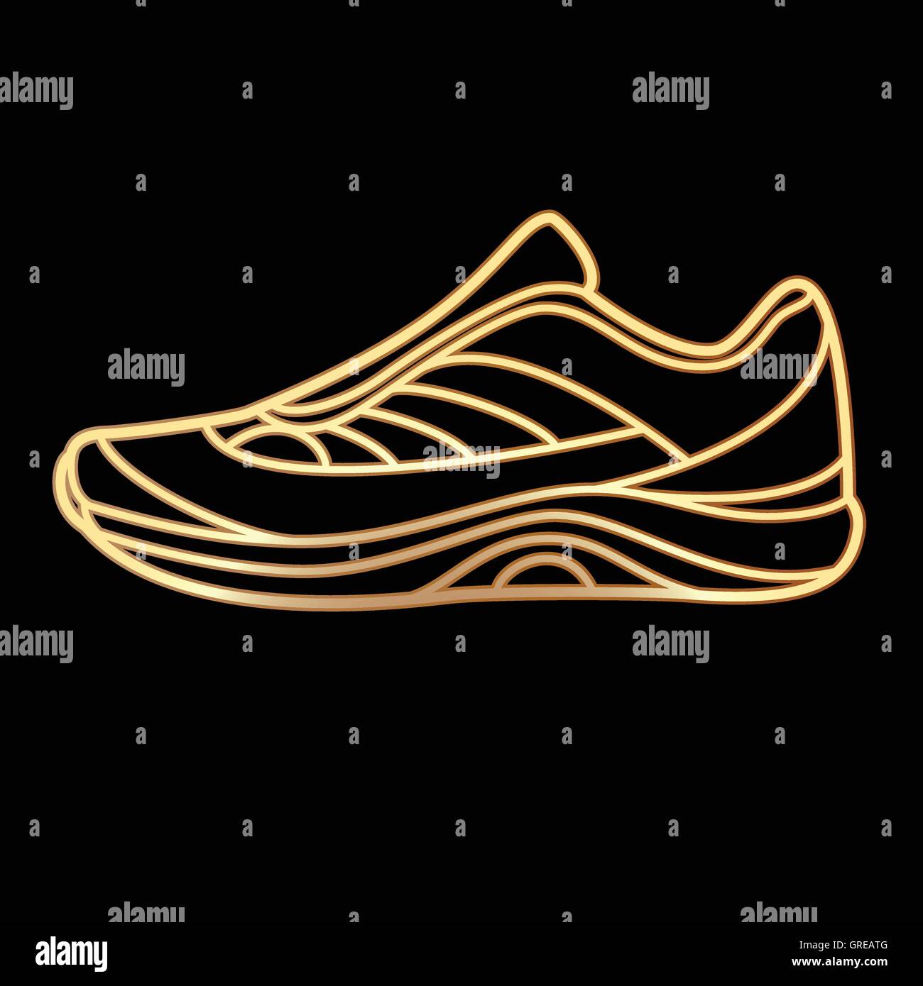 Golden sneaker on black background Stock Vector Image & Art - Alamy