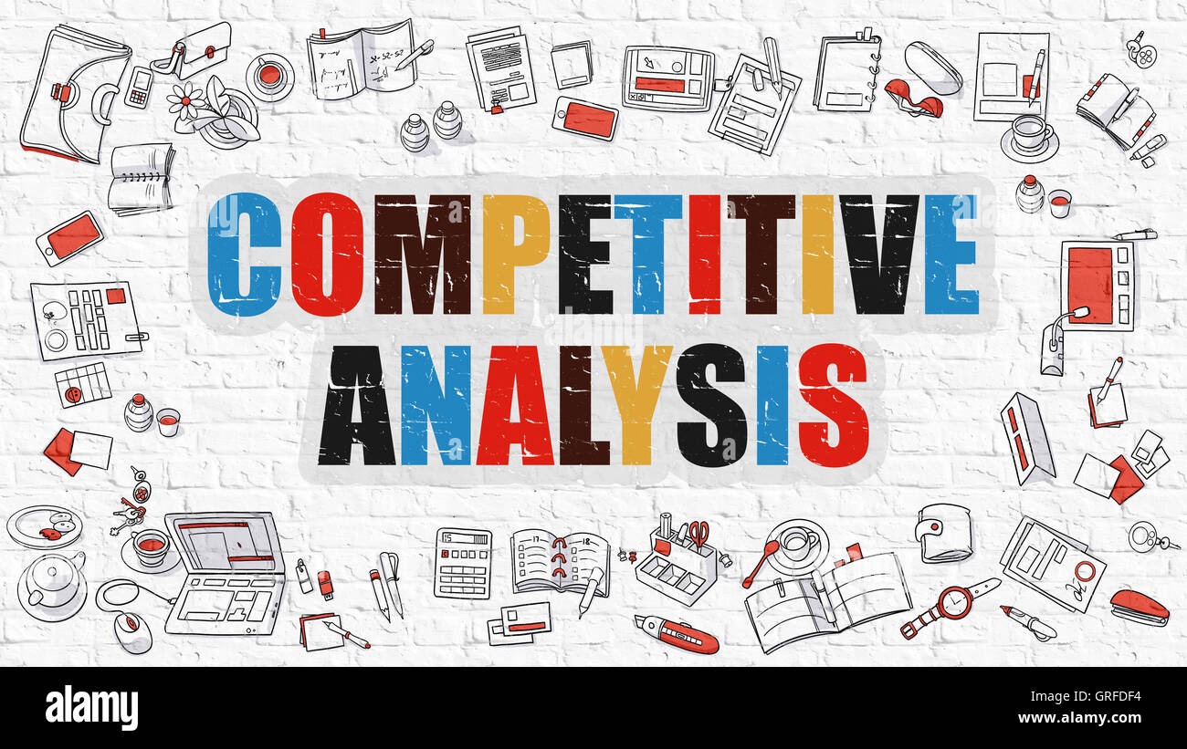 Multicolor Competitive Analysis on White Brickwall Stock Photo - Alamy