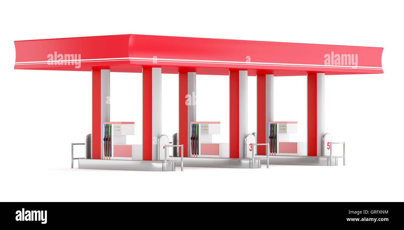 modern gas station isolated on white background Stock Photo - Alamy