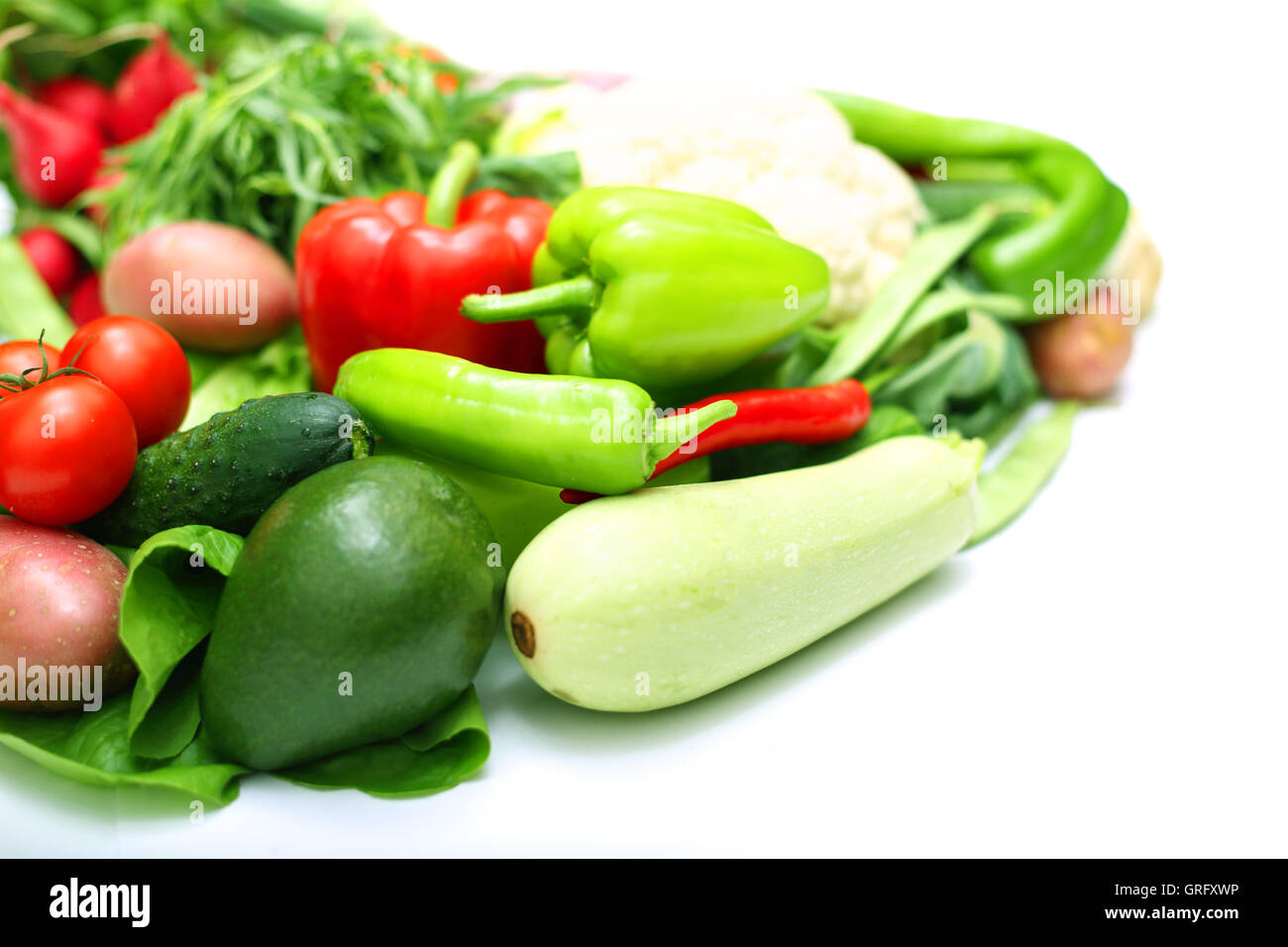 Pile of vegetables isolated on white background with copy space Stock ...