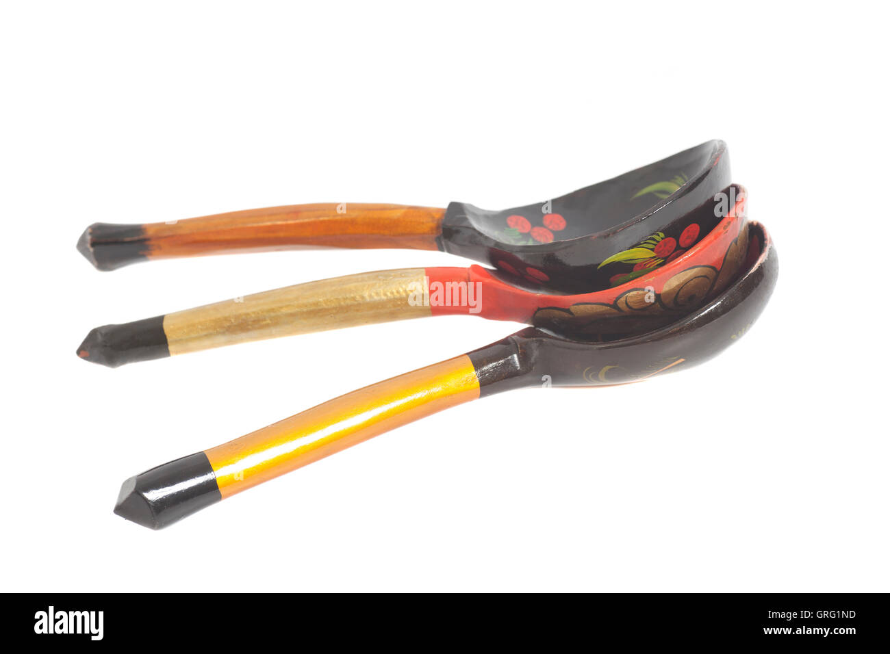 Wooden Russian spoons isolated on white Stock Photo - Alamy