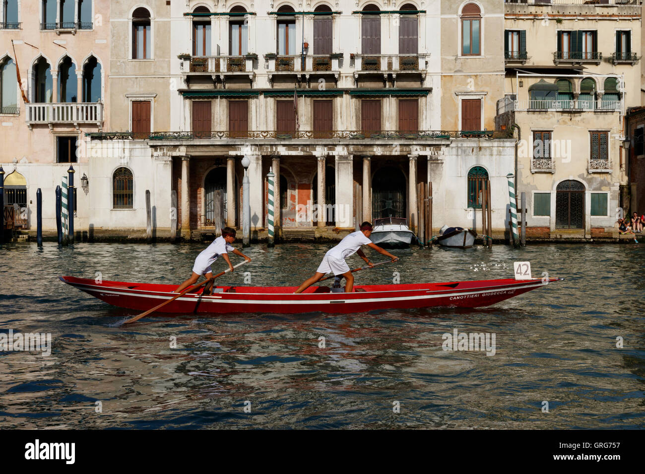 Venice, Italy - September 4, 2016: Historical ships open the Regata ...