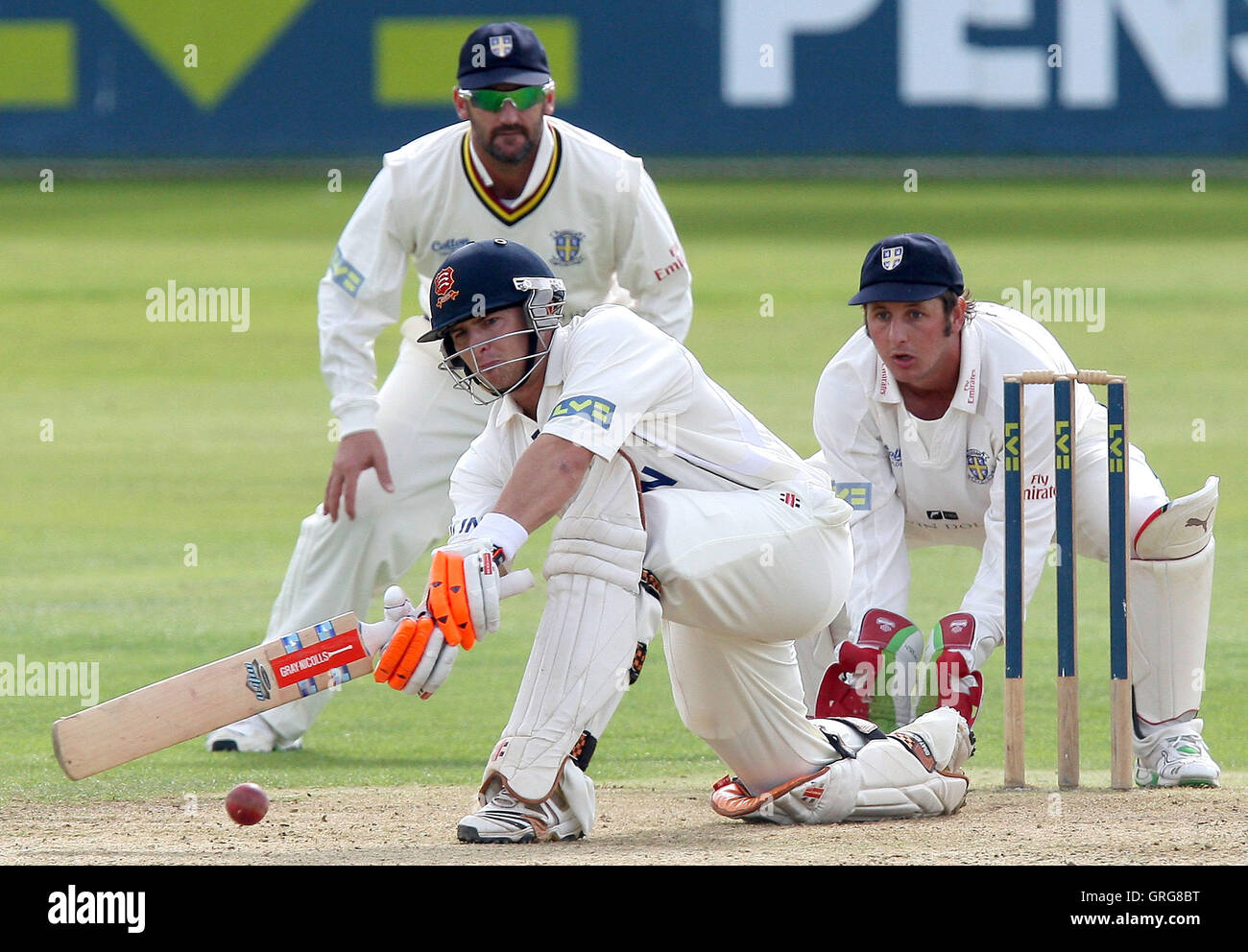 Jaik Mickleburgh in batting action for Essex as Phil Mustard looks on ...