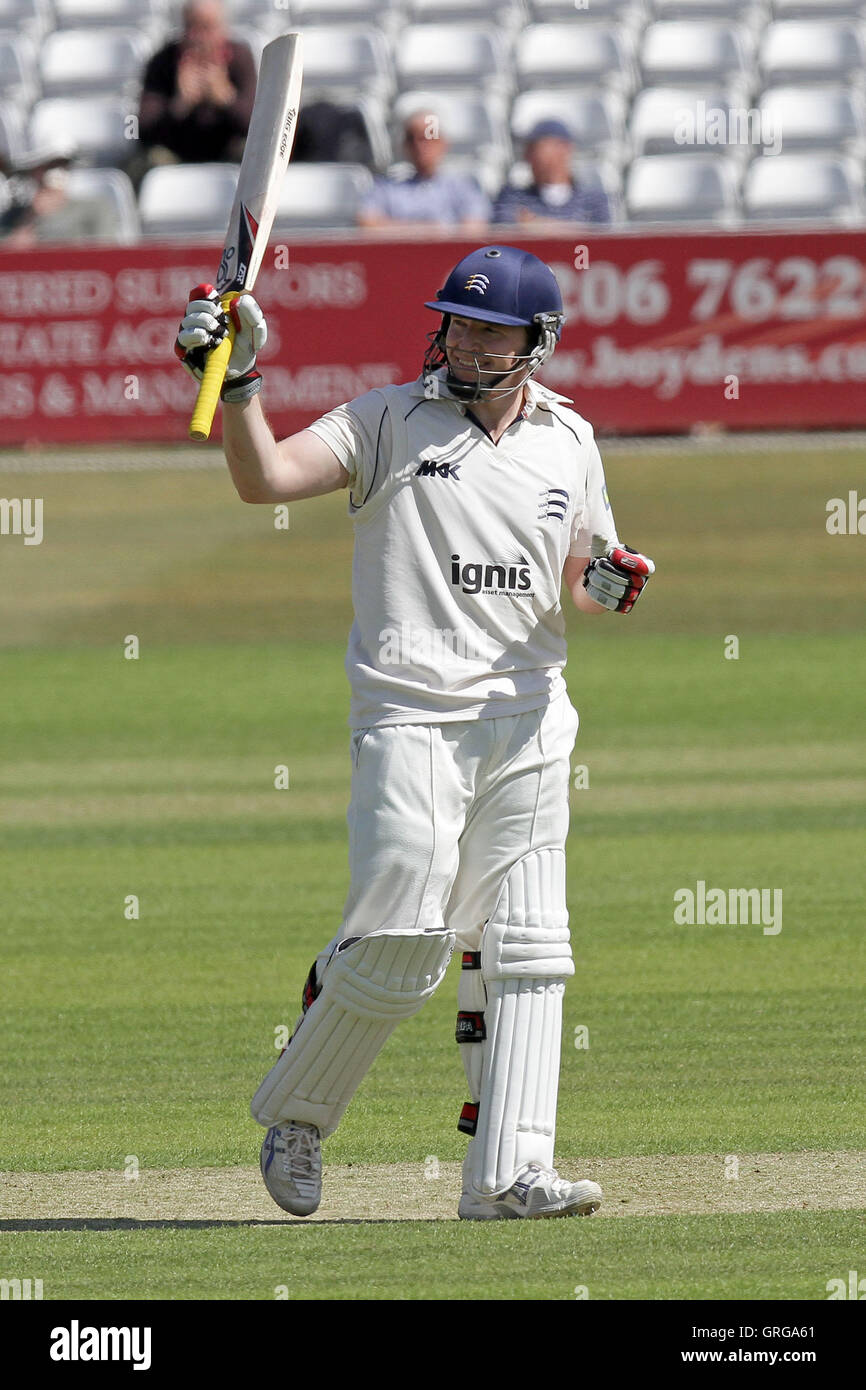 Jamie Dalrymple of Middlesex celebrates 50 runs, a half century - Essex ...