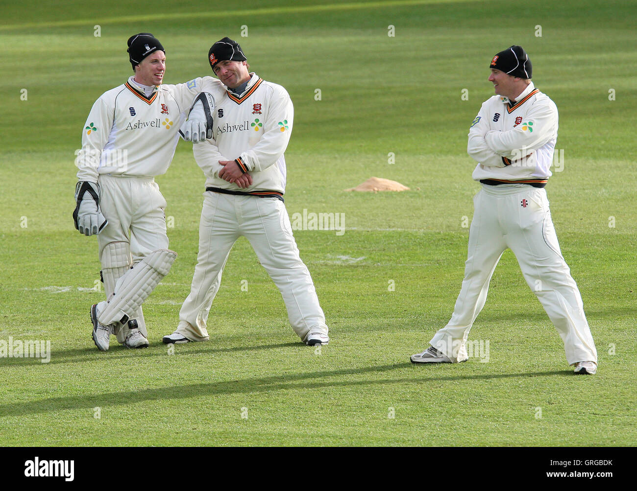 Adam Wheater (L), Matt Walker and John Maunders of Essex are seen in ...