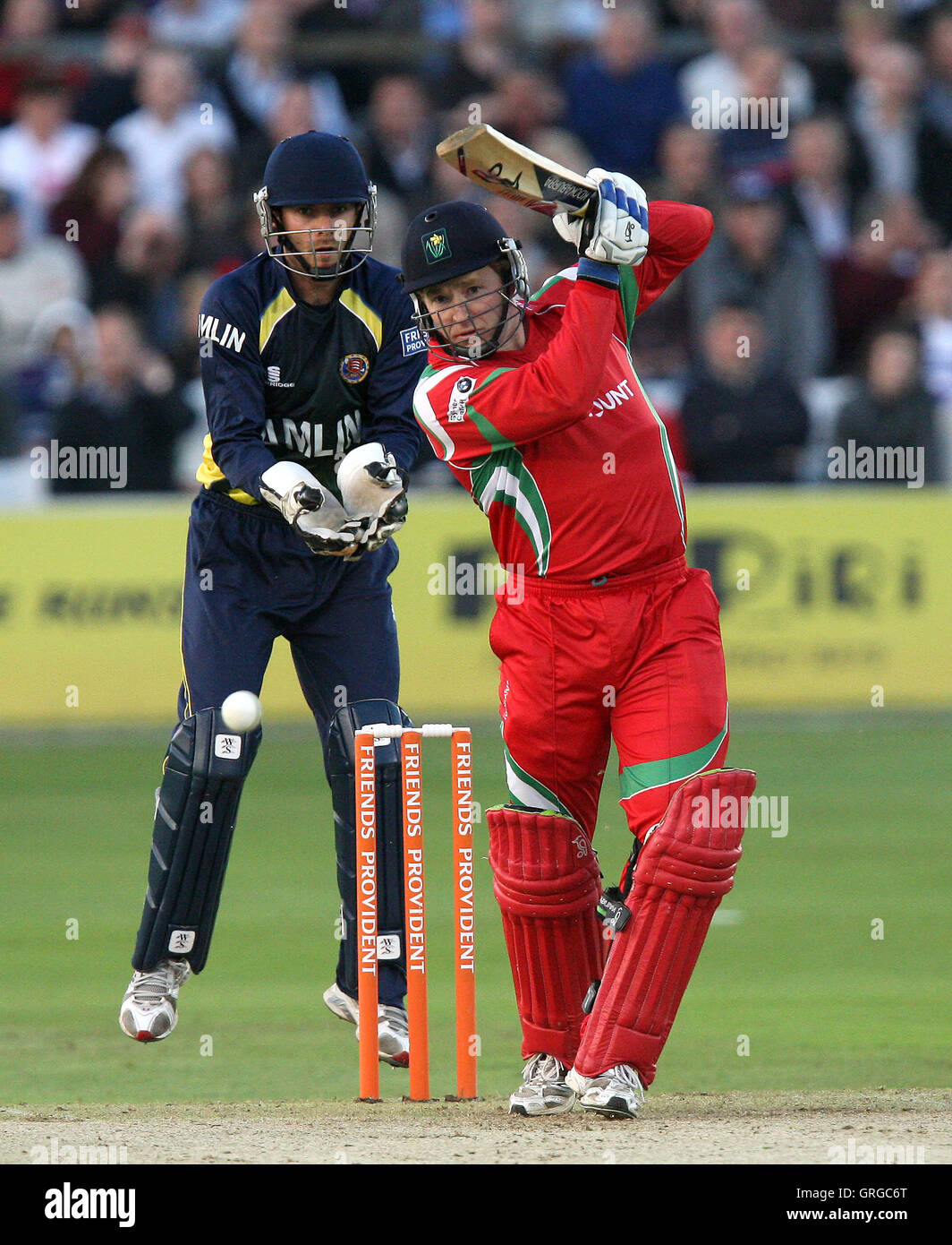 Jamie Dalrymple in batting action for Glamorgan as James Foster looks ...