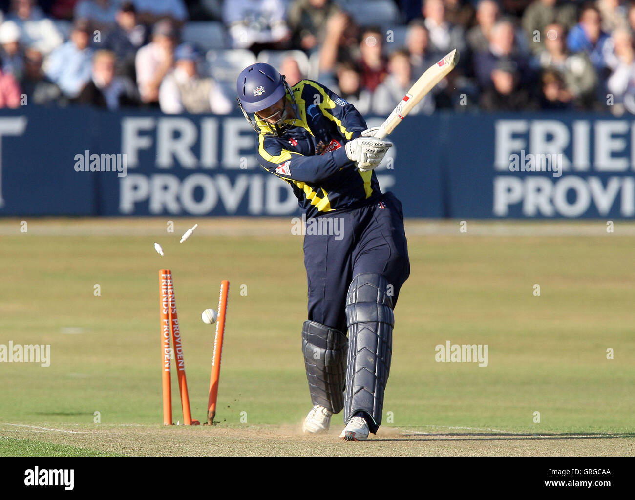 Alex Gidman of Glucestershire is bowled out Maurice Chambers - Essex ...