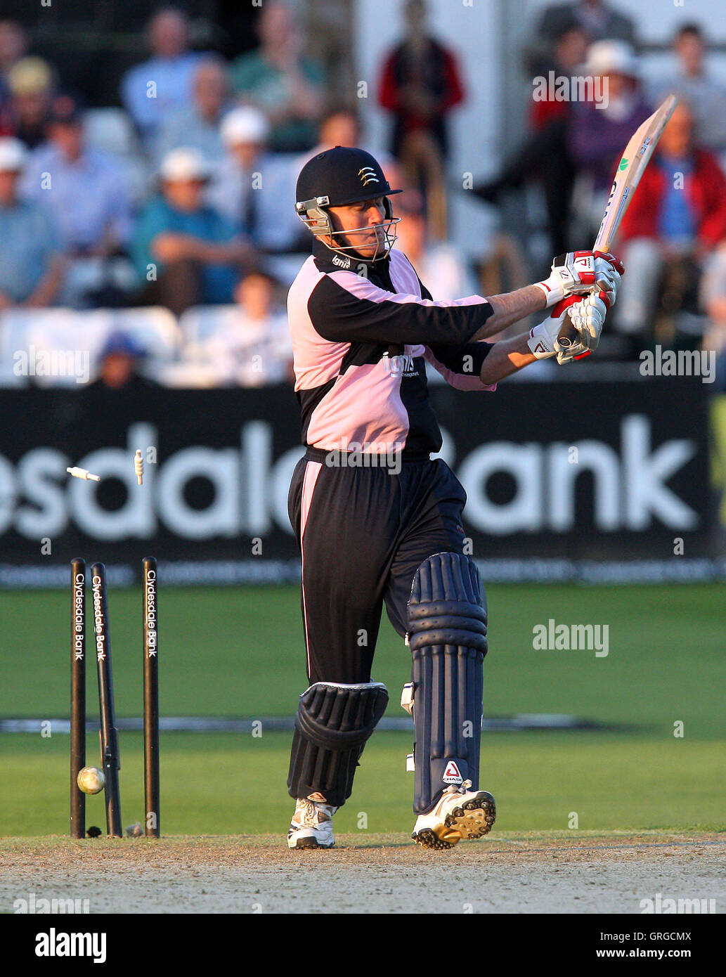 Shaun Udal of Middlesex is bowled out by Chris Wright - Essex Eagles vs ...