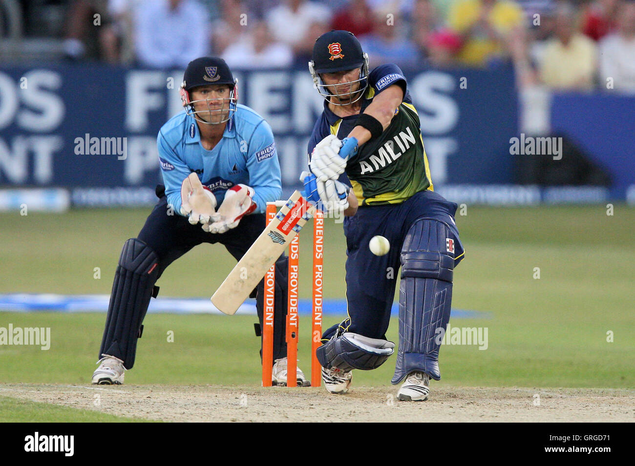 Jaik Mickleburgh in batting action for Essex as Matt Prior looks on ...