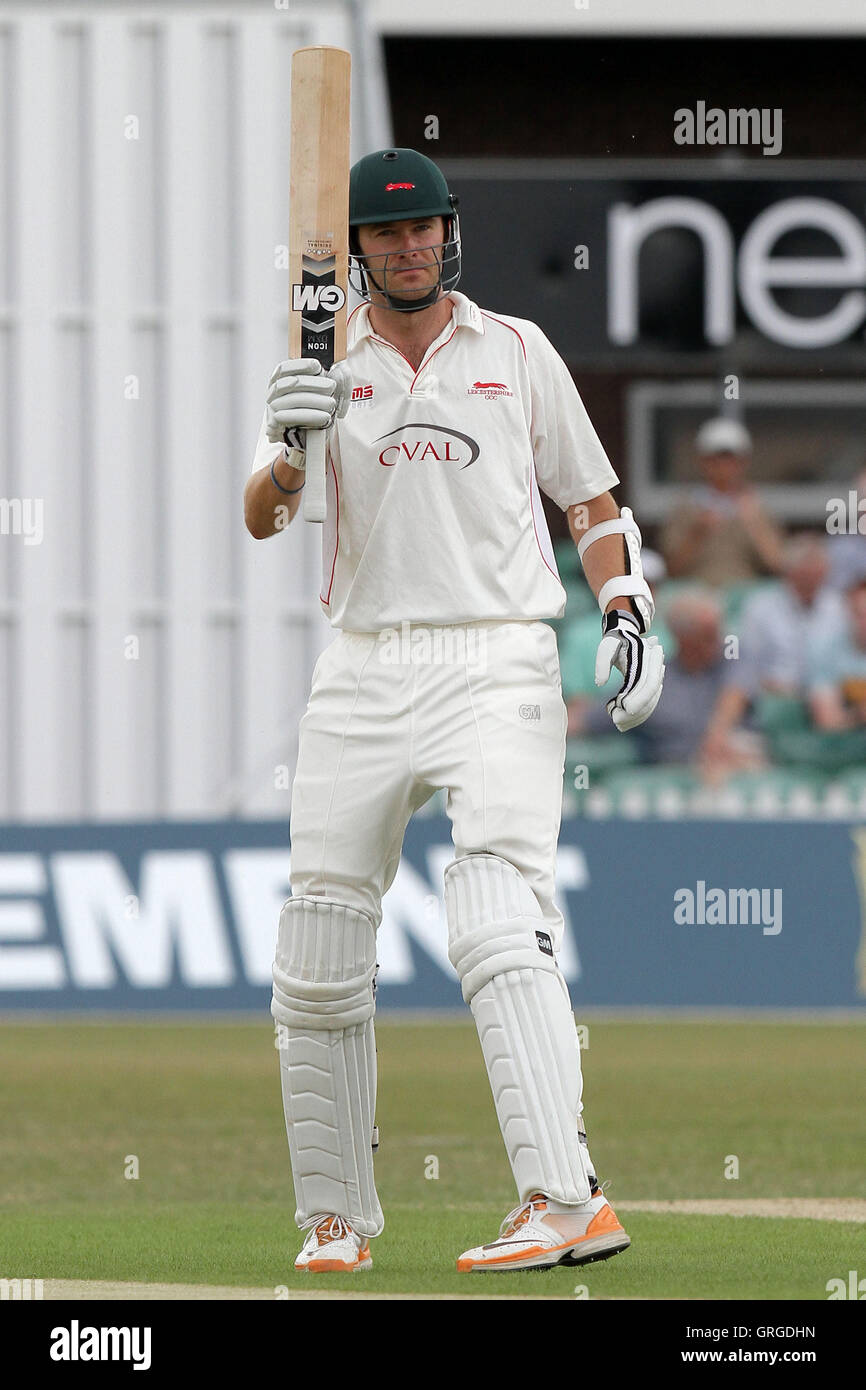 Will Jefferson of Leicestershire celebrates 50 runs, a half century ...