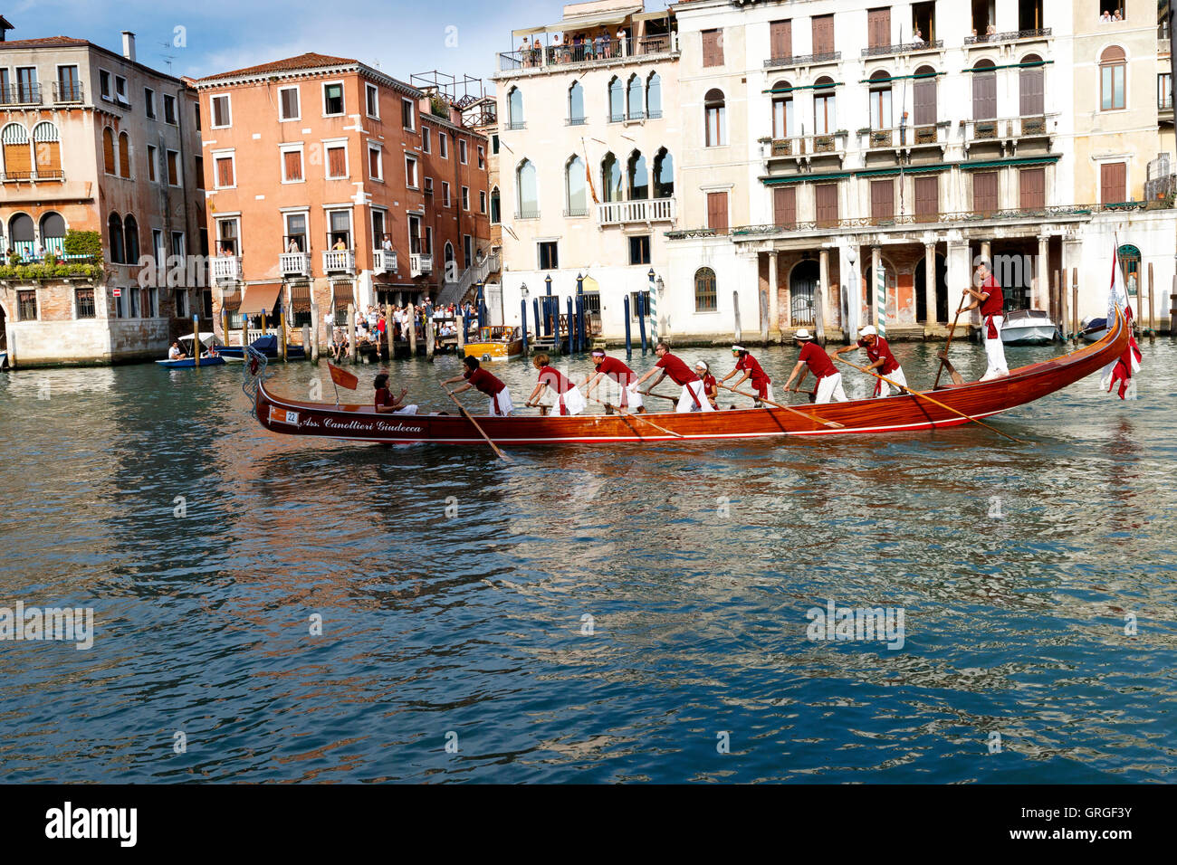 Venice, Italy - September 4, 2016: Historical ships open the Regata ...