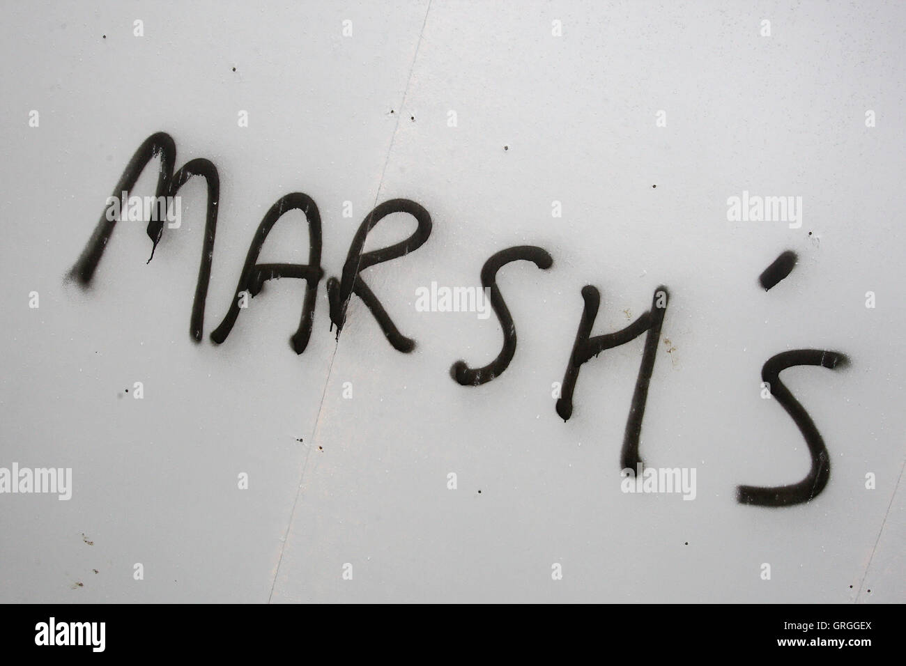 Graffiti is seen on the South Marsh at Hackney "Save our Marsh's (sic ...