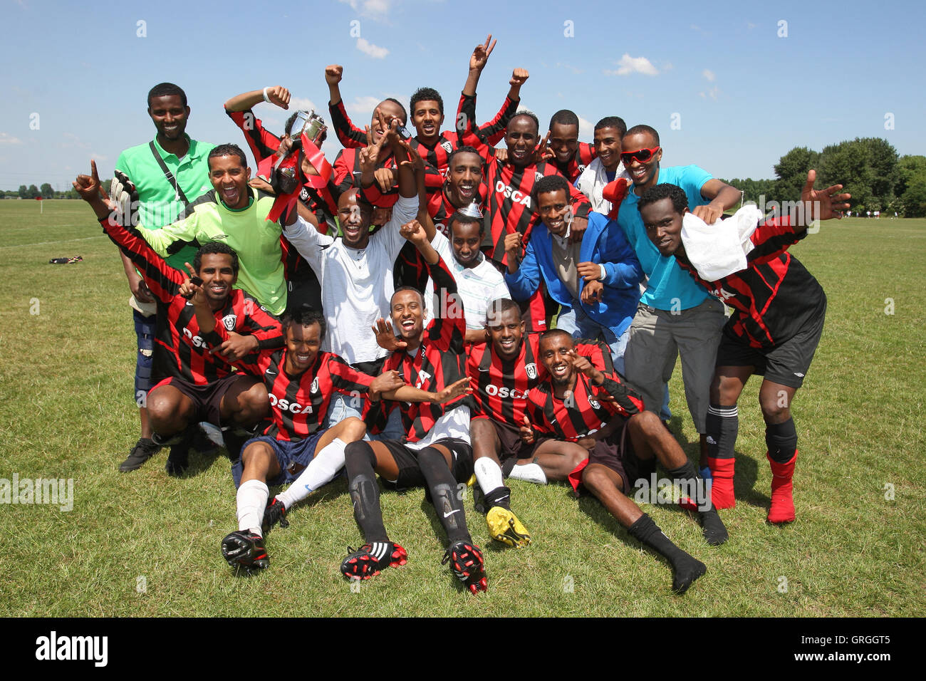 Concordia FC players celebrate after winning the East London Sunday ...