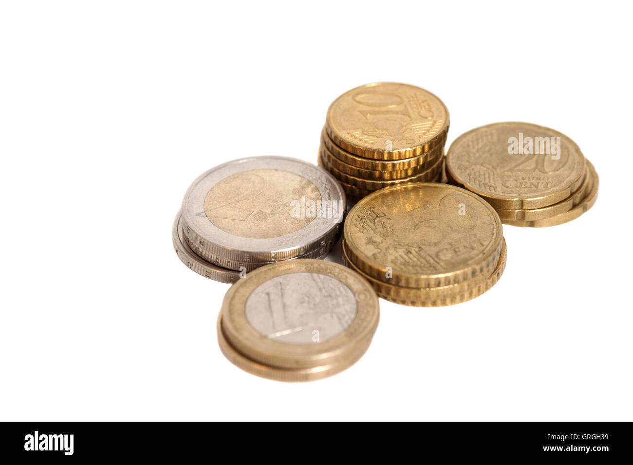 Euro coins isolated on white background Stock Photo - Alamy