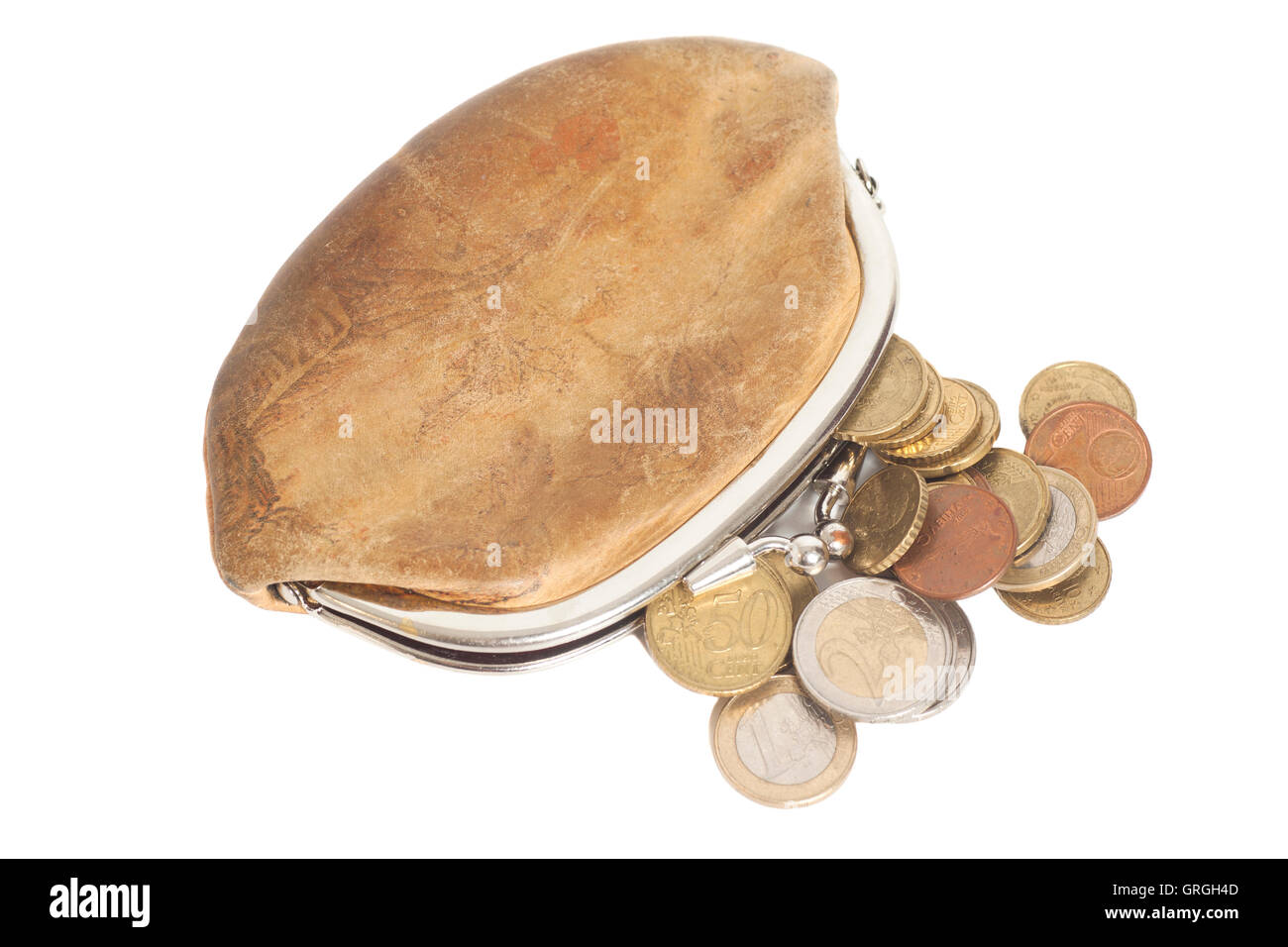 wallet with some euros coins isolated on white Stock Photo - Alamy