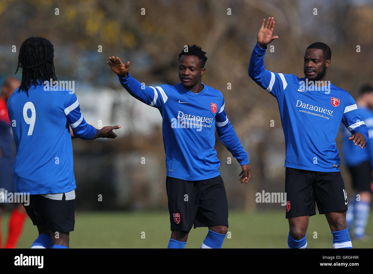 Highfield score their first goal and celebrate - Highfield (blue) vs ...