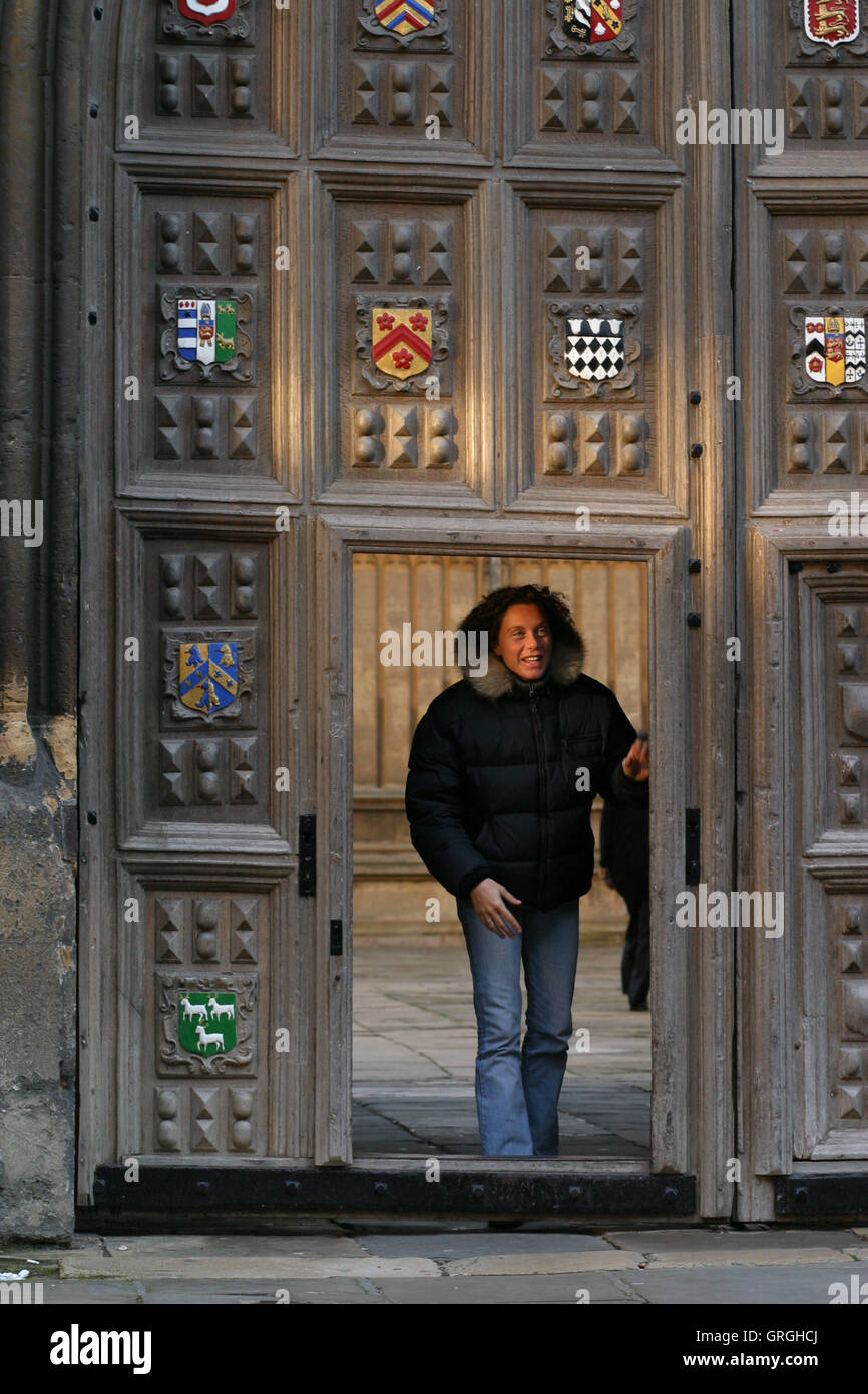 Early morning in Oxford, England, a visitor looks through the Great ...