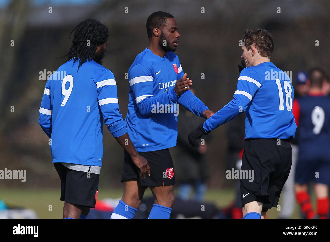 Highfield score their second goal and celebrate - Highfield (blue) vs ...