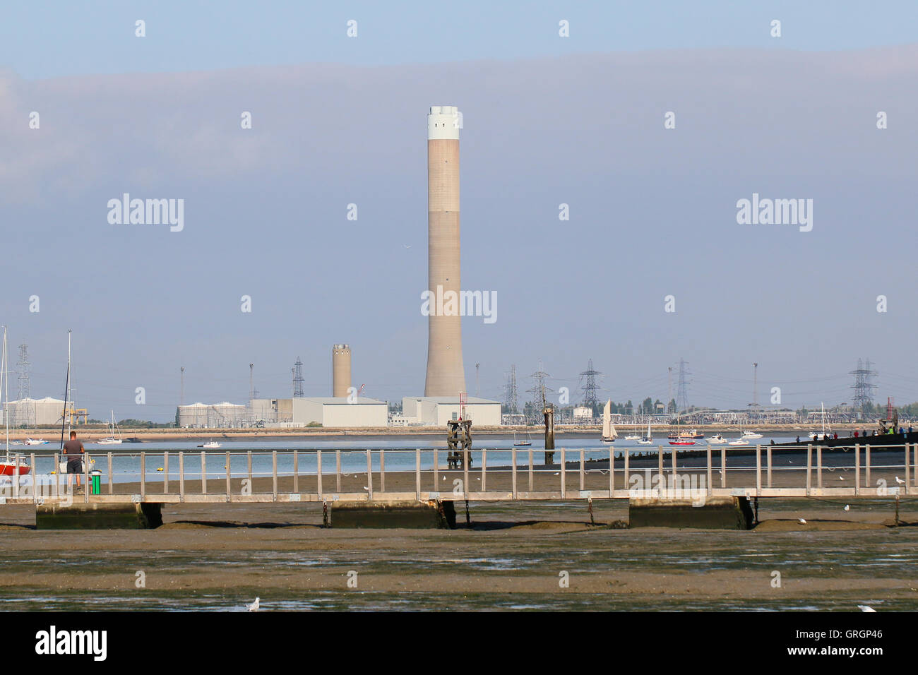 Chimney at Grain Power Station demolished Stock Photo - Alamy