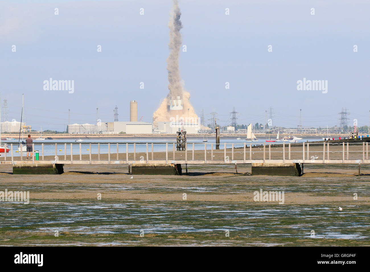 Chimney at Grain Power Station demolished Stock Photo - Alamy