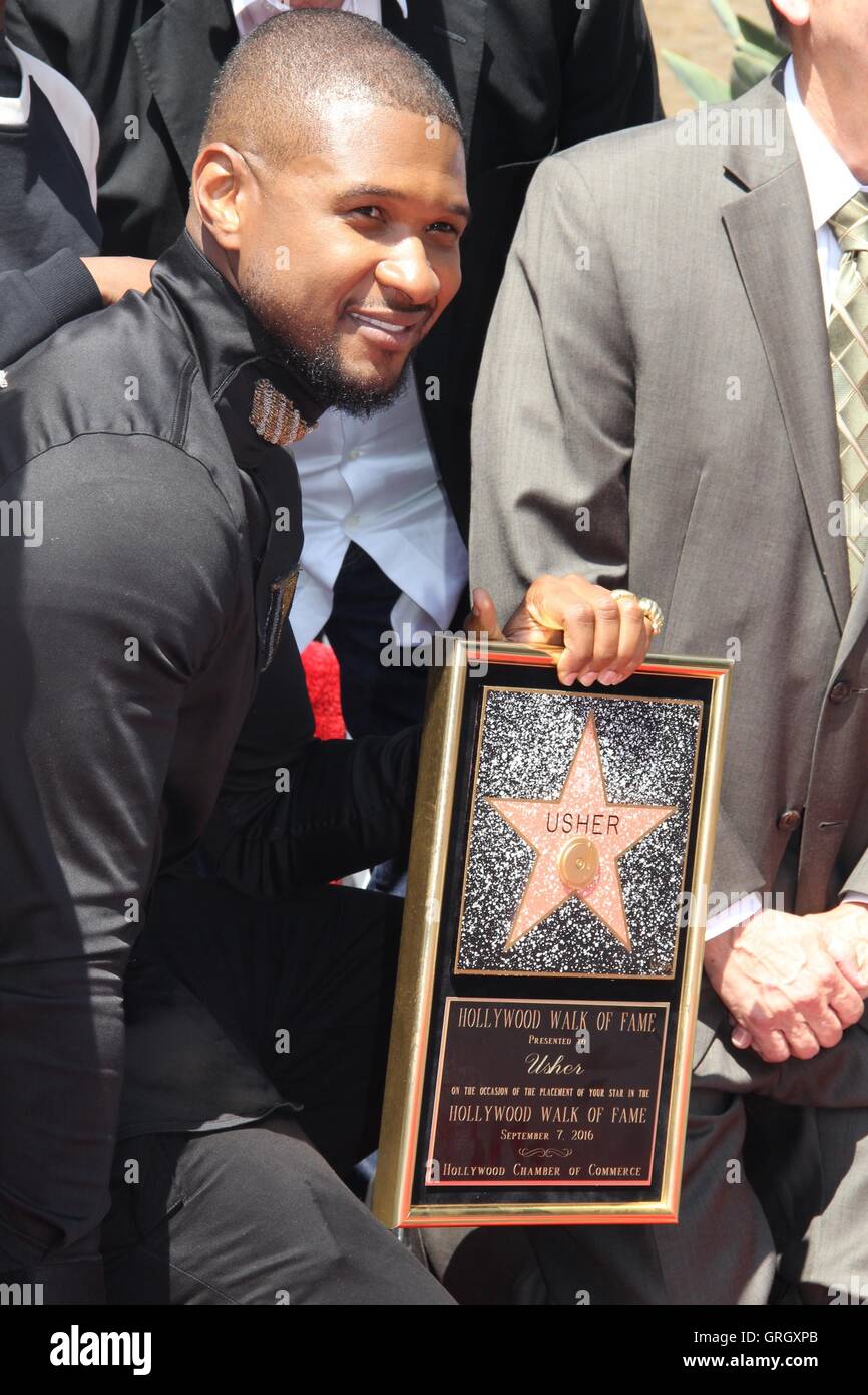 Hollywood, California, USA. 7th Sep, 2016. I15848CHW.USHER Honored With ...