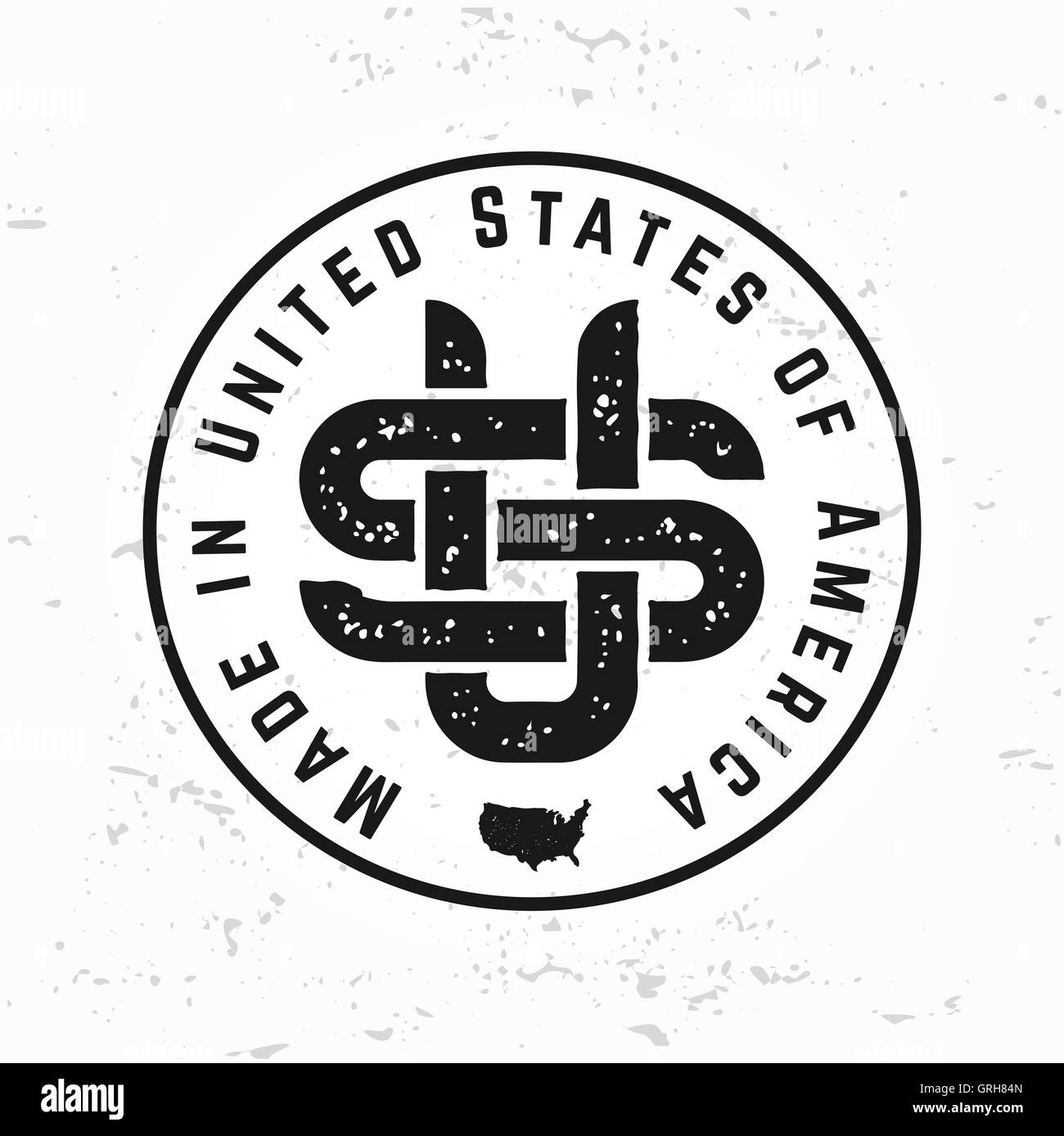 Made in USA monogram vector. Vintage America logo design on grunge ...