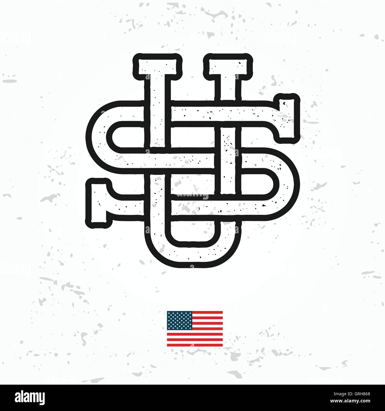 Made in USA monogram vector. Vintage America logo design. Retro United ...