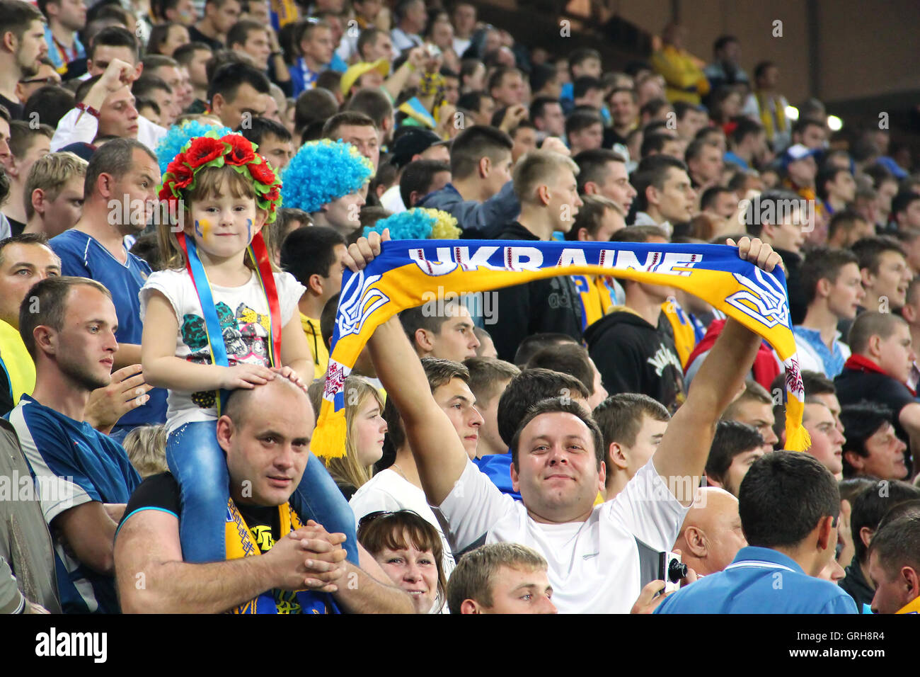 Ukrainian fans support their team during the UEFA EURO 2016 Qualifying ...