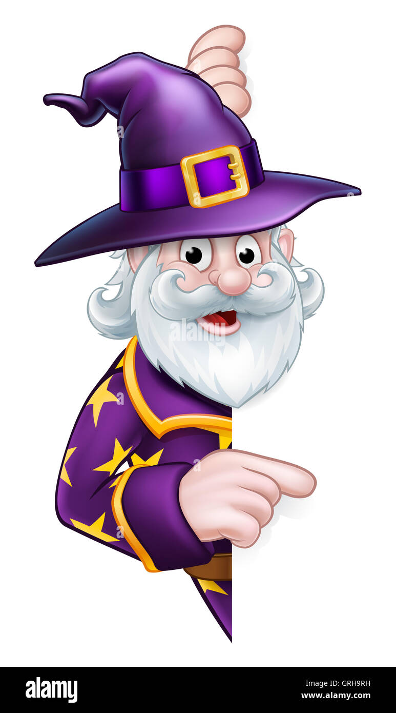 Cartoon halloween wizard character peeking hi-res stock photography and ...