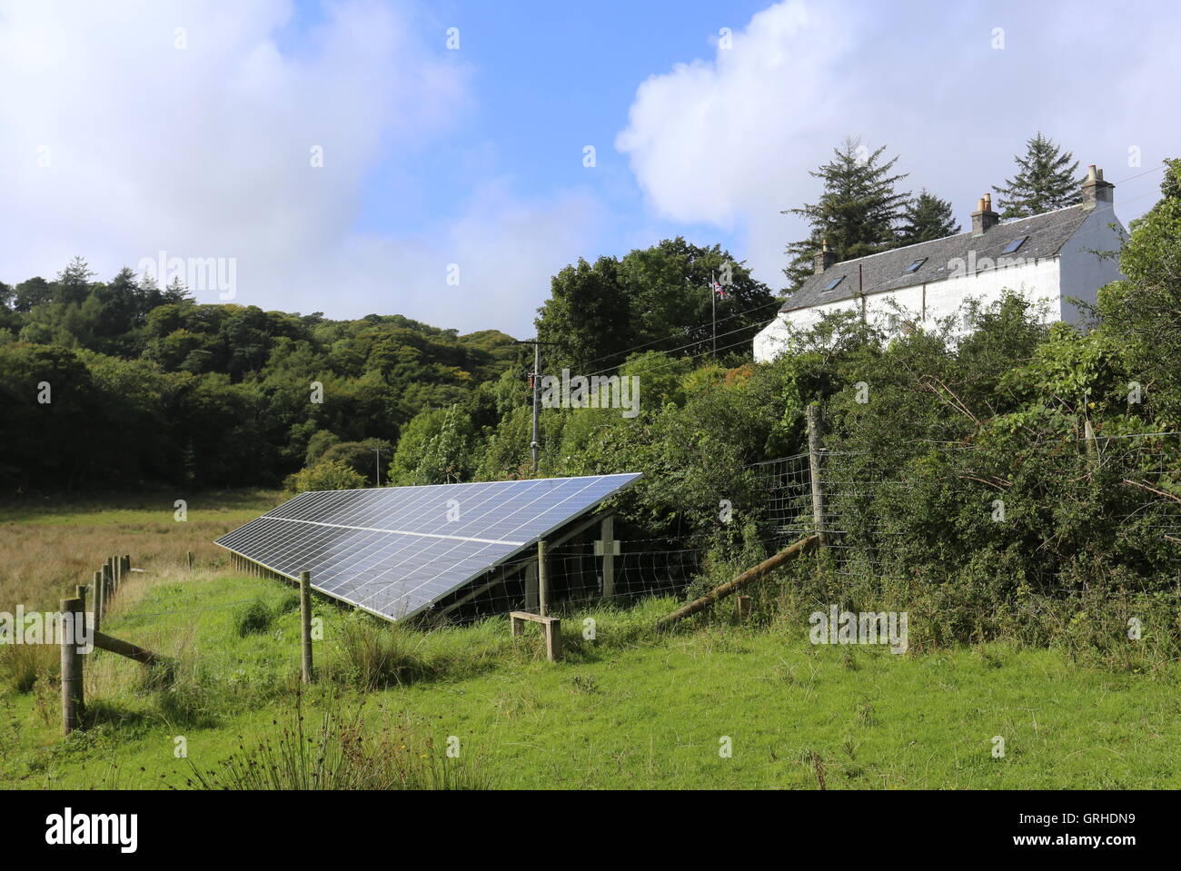 Ulva House and solar panel array Ulva Scotland September 2016 Stock ...