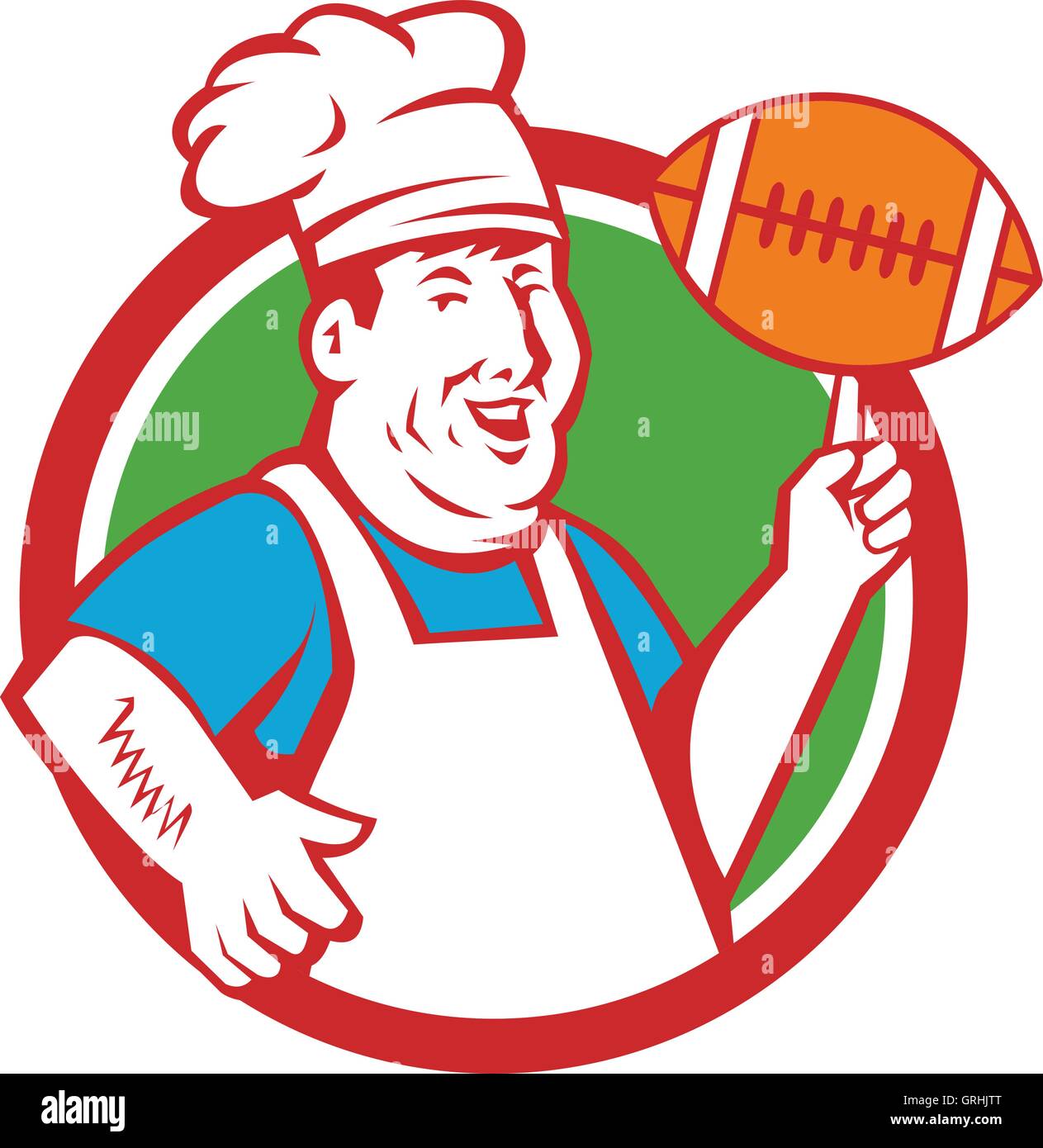 Fat Chef Cook Twirling Football Circle Retro Stock Vector Image & Art ...