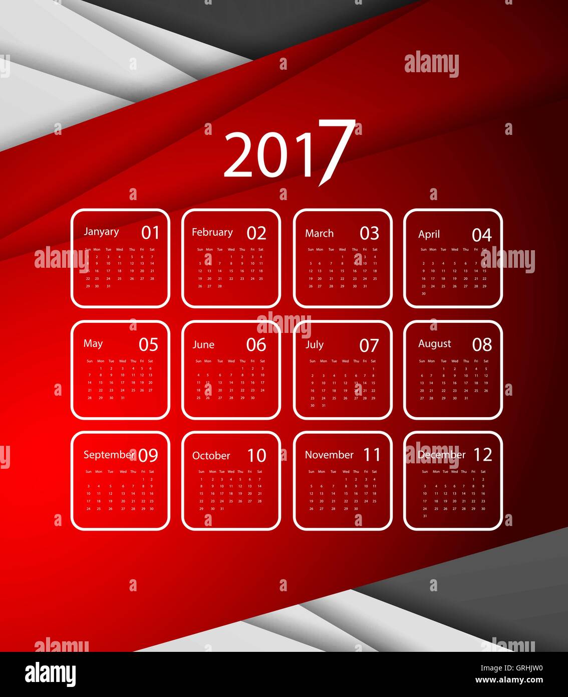 Vector calendar for 2017 Stock Vector Image & Art - Alamy