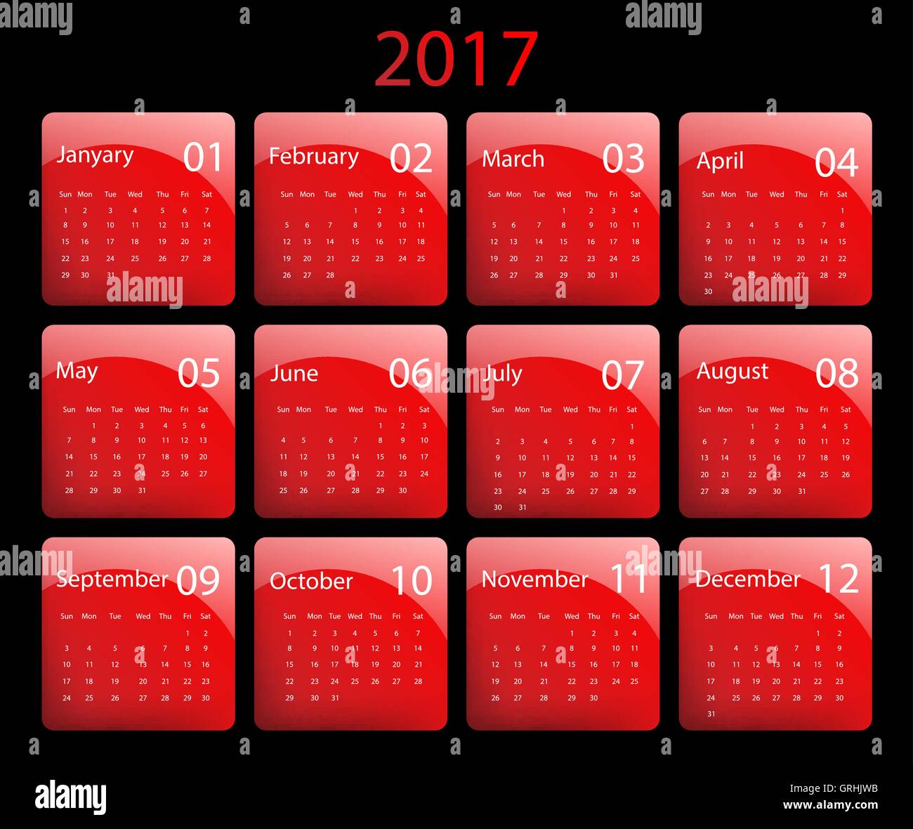 Vector calendar for 2017 Stock Vector Image & Art - Alamy