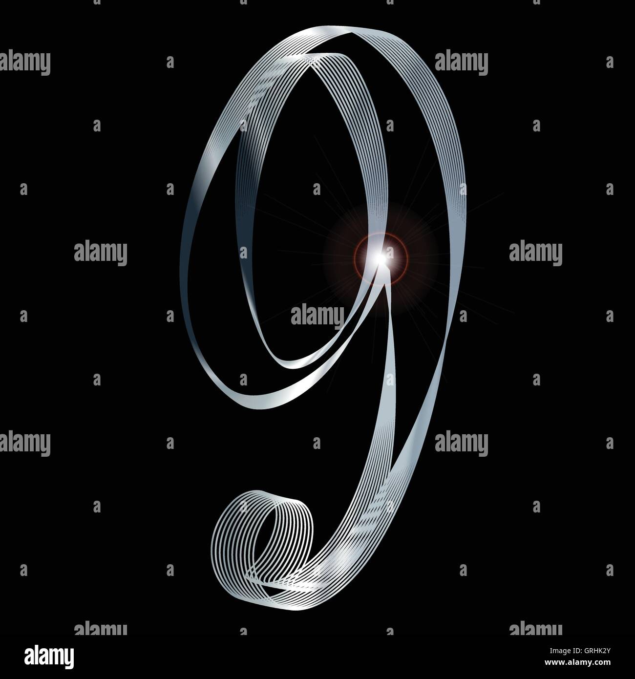 Silver Number Nine Stock Vector Image & Art - Alamy