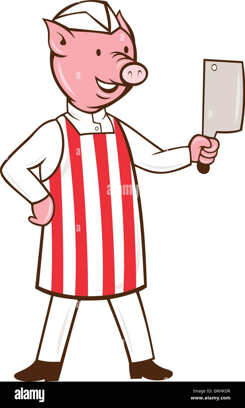 Butcher Pig Holding Meat Cleaver Cartoon Stock Vector Image & Art - Alamy