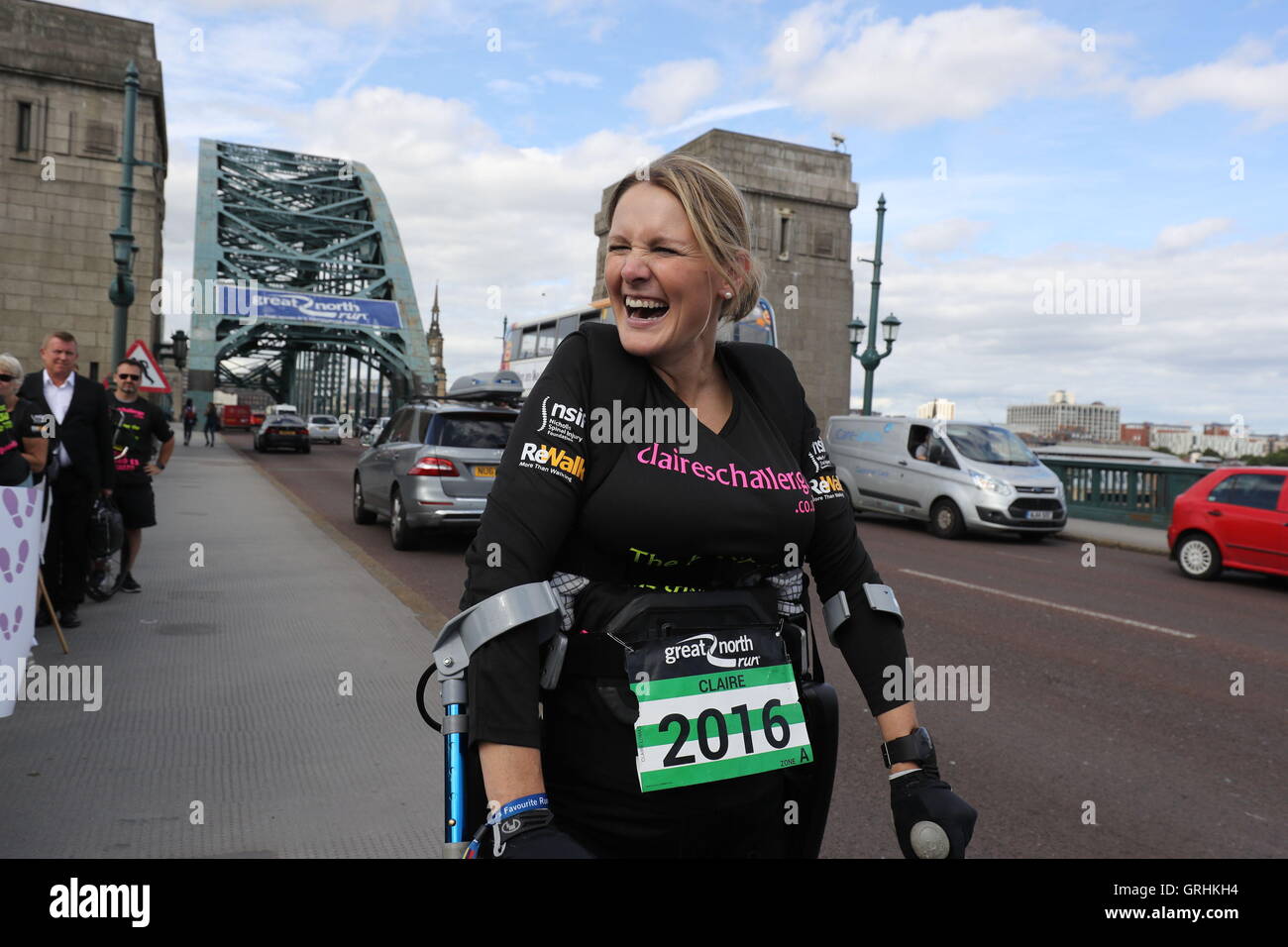 Paralysed former horse rider Claire Lomas on the Tyne Bridge as she ...