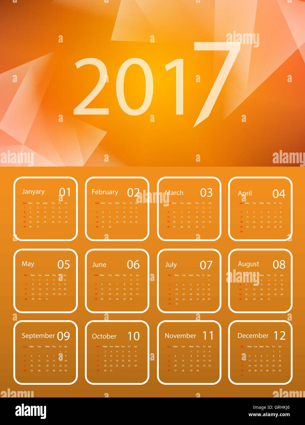 Vector calendar for 2017 Stock Vector Image & Art - Alamy