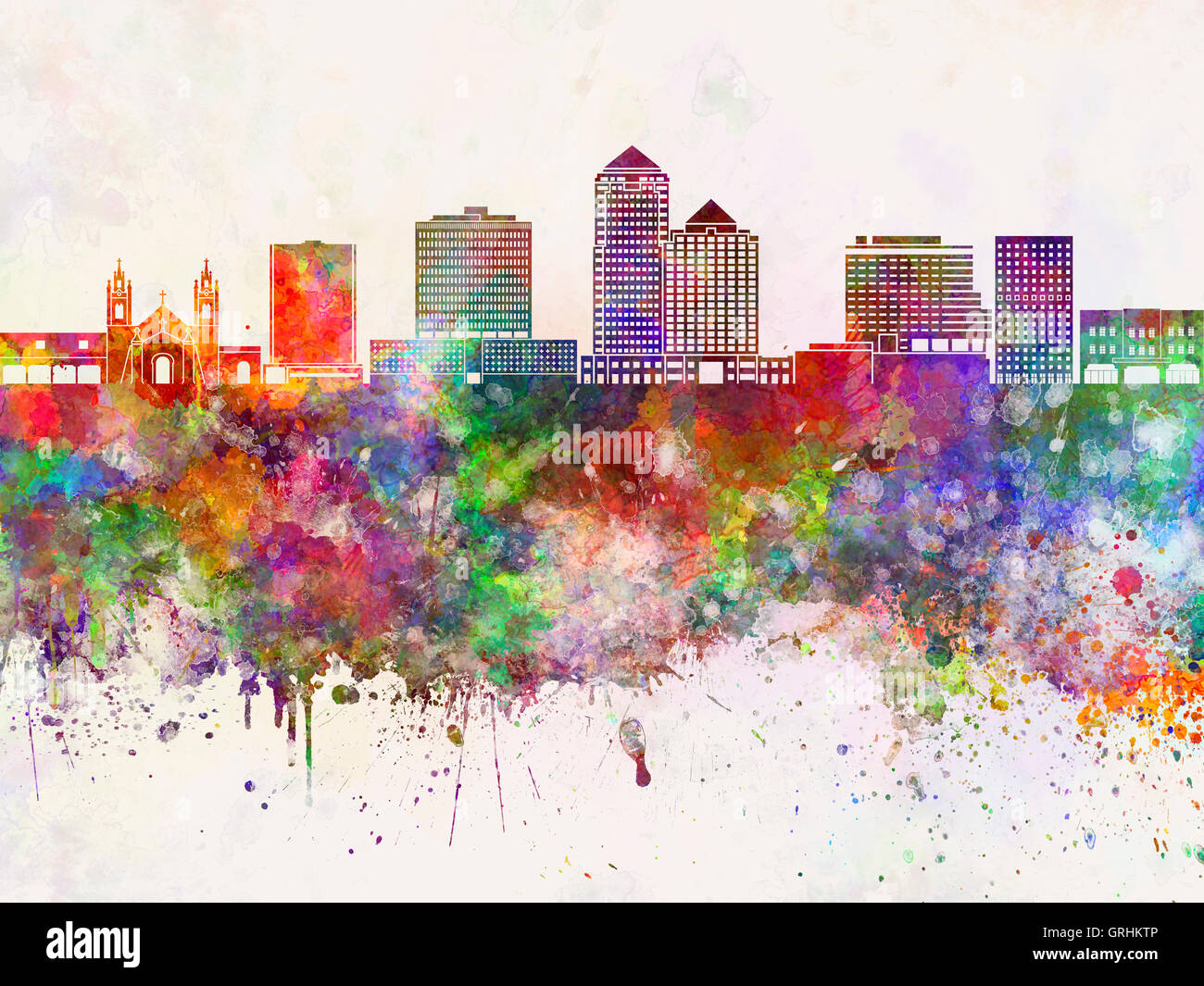 Albuquerque V2 skyline in watercolor background Stock Photo - Alamy