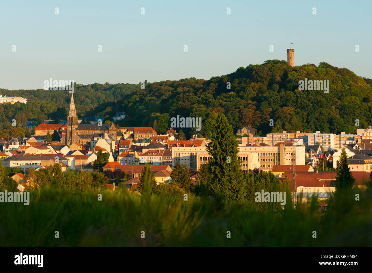 France, Moselle (57), Forbach town, with Schlossberg castle over the hill Stock Photo - Alamy