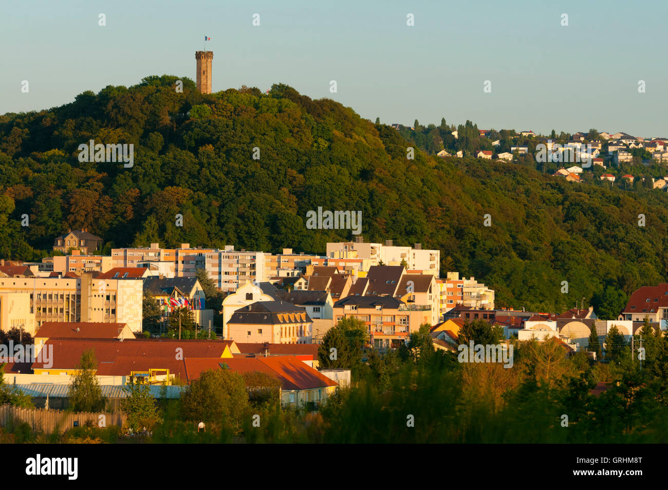 France, Moselle (57), Forbach town, with Schlossberg castle over the hill Stock Photo - Alamy