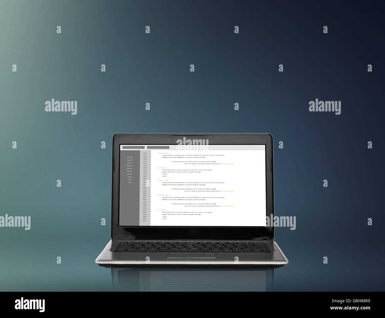 laptop computer with coding on screen Stock Photo - Alamy
