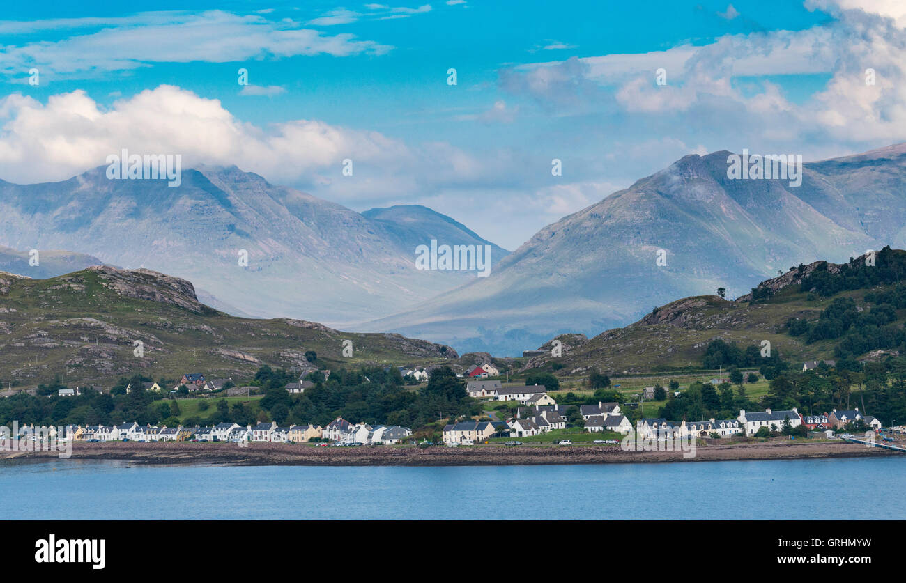 View of village of Shieldaig in Torridon, Wester Ross,Scotland, United ...